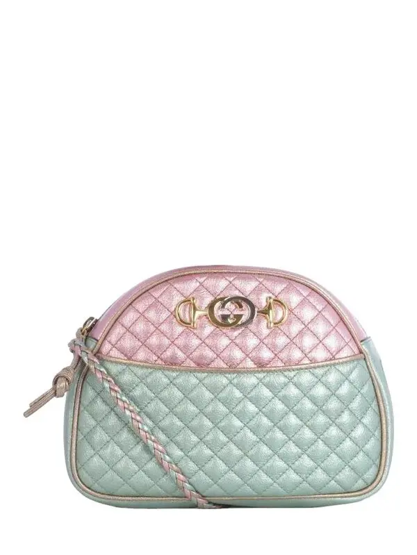 Gucci Quilted Shoulder Bag With Woven Straps - Multicolor