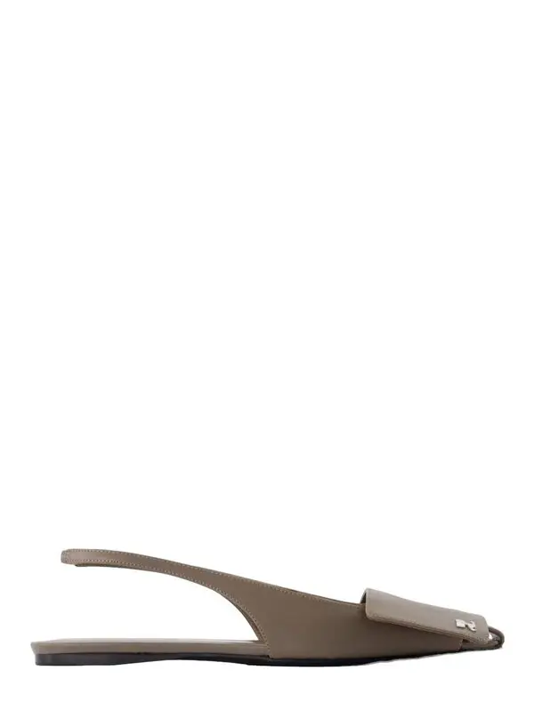 COURREGES Courrèges Fold Leather Slingback Ballerinas - Brown