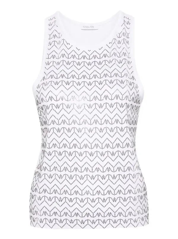 Patrizia Pepe Embellished Monogram Tank Top - White