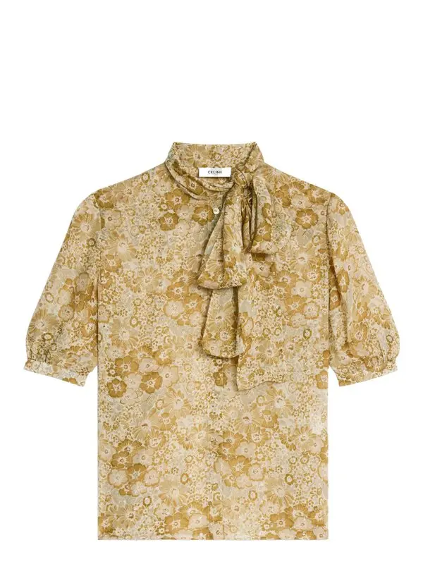 Celine Floral Print Viscose Blouse - Nude