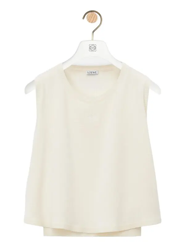 Loewe Sleeveless Jumper With Embroidered Logo - White