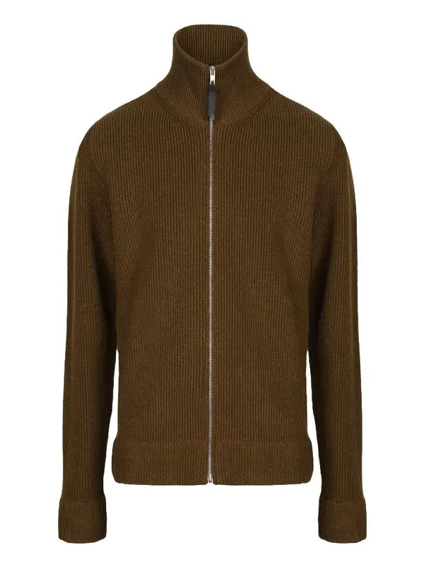 MAISON MARGIELA Long-sleeved Zip-up Cardigan - Olive Green