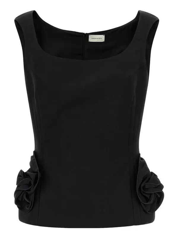 Magda Butrym Sleeveless Top With Floral Appliqu - Black