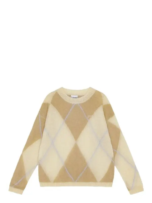 GANNI Diamond Pattern Knit Jumper - Nude