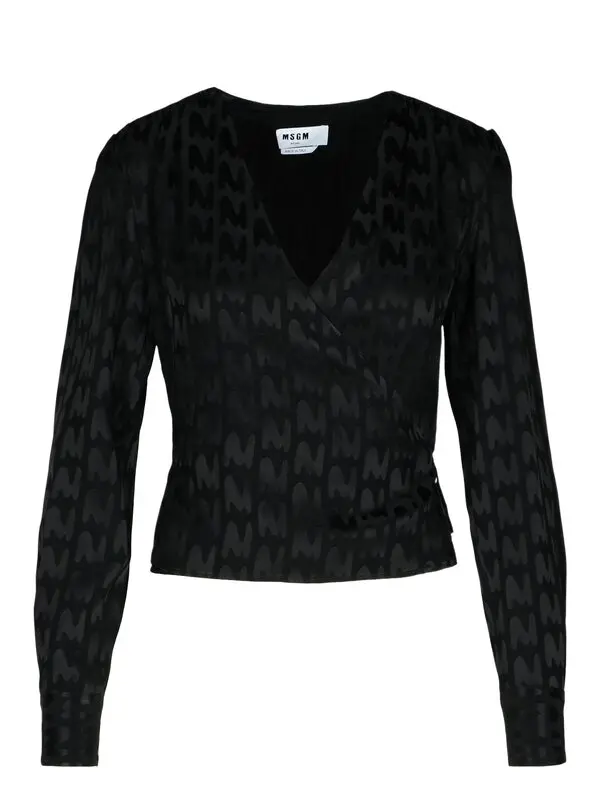 MSGM All-over Patterned V-neck Blouse - Black