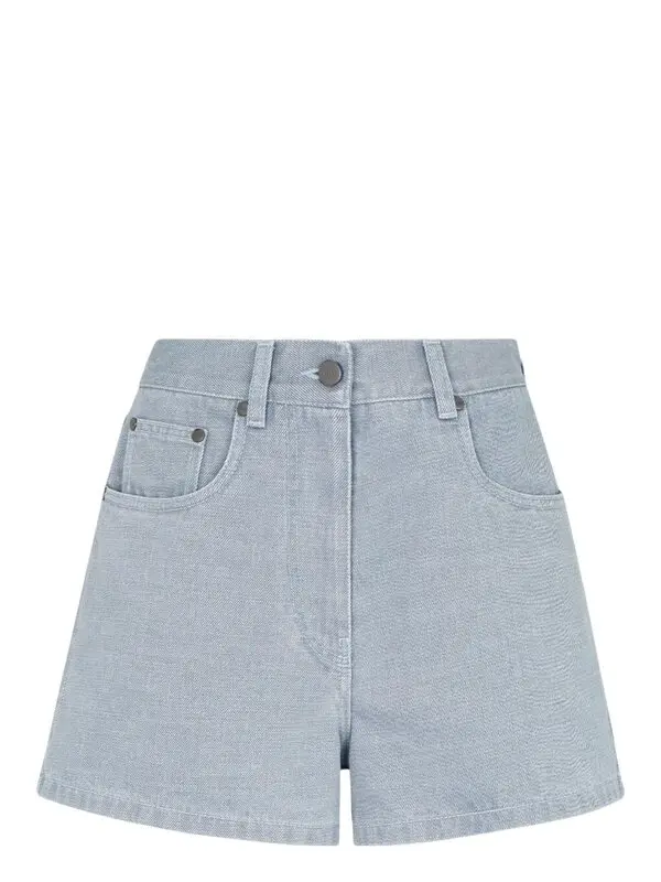 Fendi Ff Embossed Denim Shorts - Blue