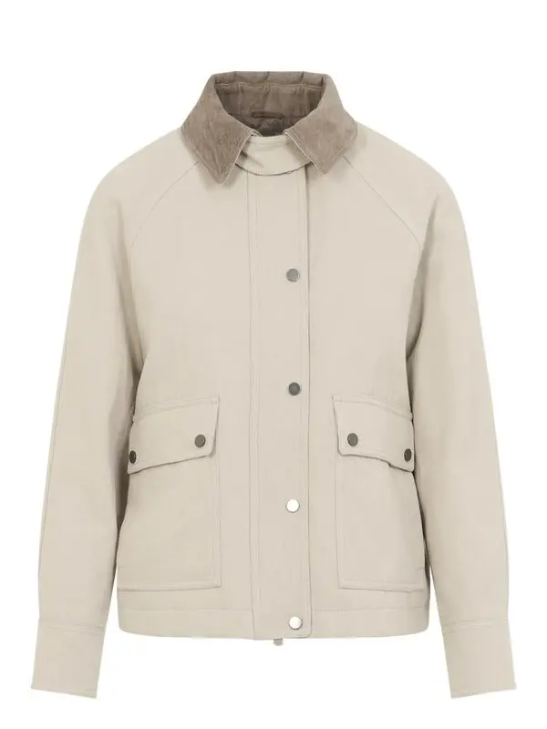 Brunello Cucinelli Zip Up Jacket With Classic Collar - Beige