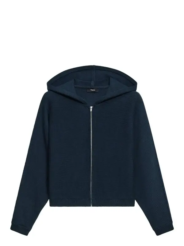 Theory Zip-up Hooded Knitted Cardigan - Navy