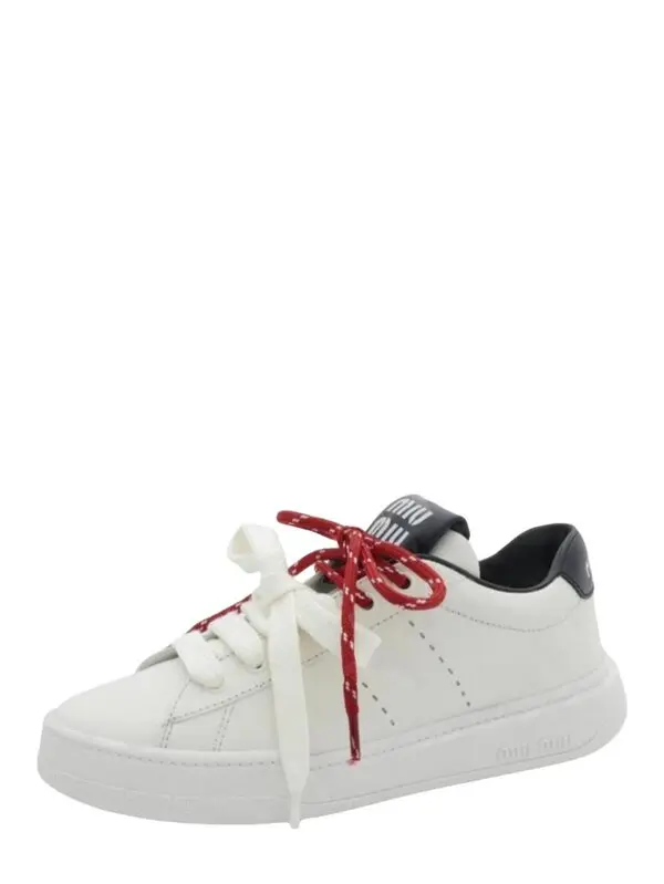 Miu Miu Round Toe Lace-up Sneakers - White