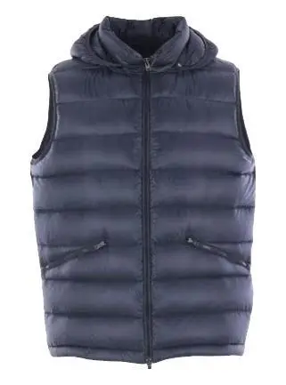 Herno Hooded Zip-up Down Vest - Blue