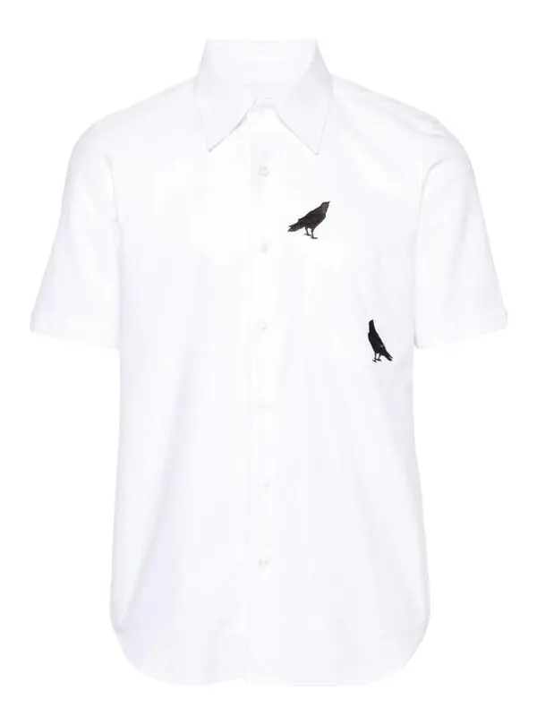 Thom Browne Raven-embroidered Cotton Shirt - White