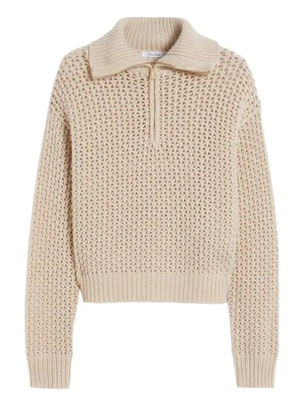 Max Mara Zip-up Open-knit Polo Shirt - Albino