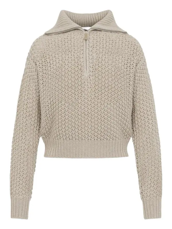 Max Mara Tequila Open-knit Zip-detailed Jumper - Albino