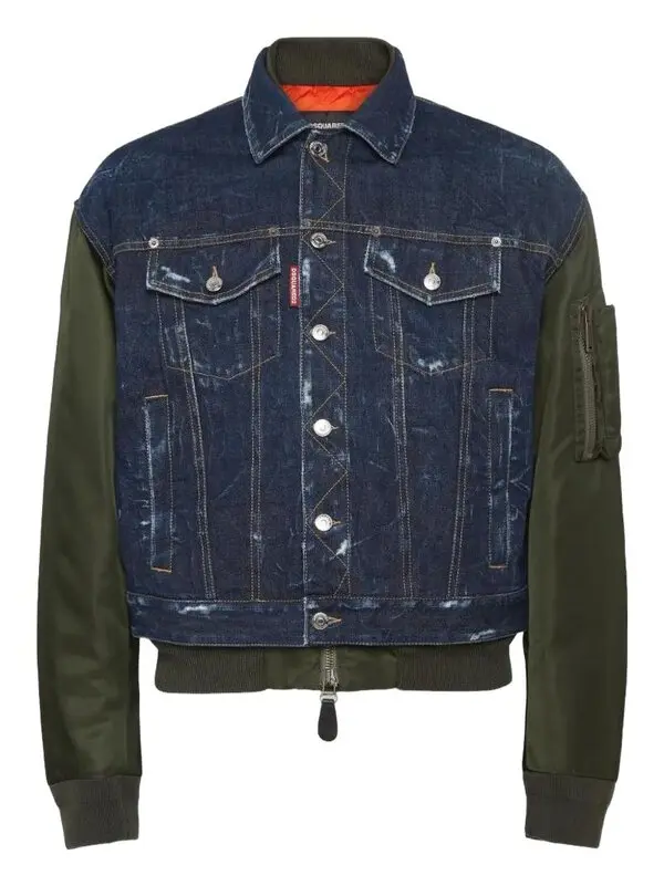 Dsquared2 Aviator Hybrid Bomber Jacket - Black