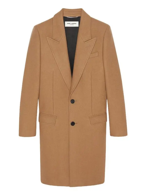 Saint Laurent Single-breasted Cashmere Coat - Nude