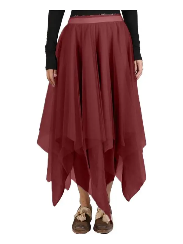 MARC LE BIHAN Tiered Cascading Design Skirt - Red