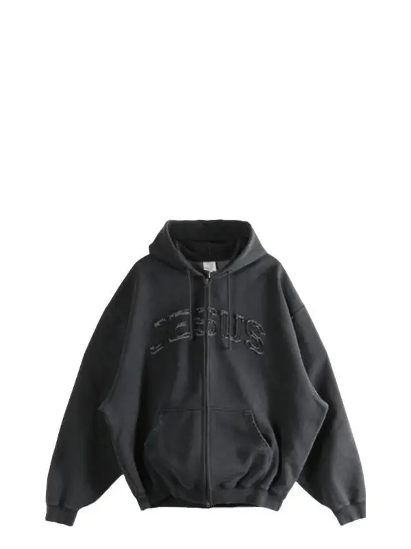 Vetements Full Zip Hoodie - Bwashed-out Black