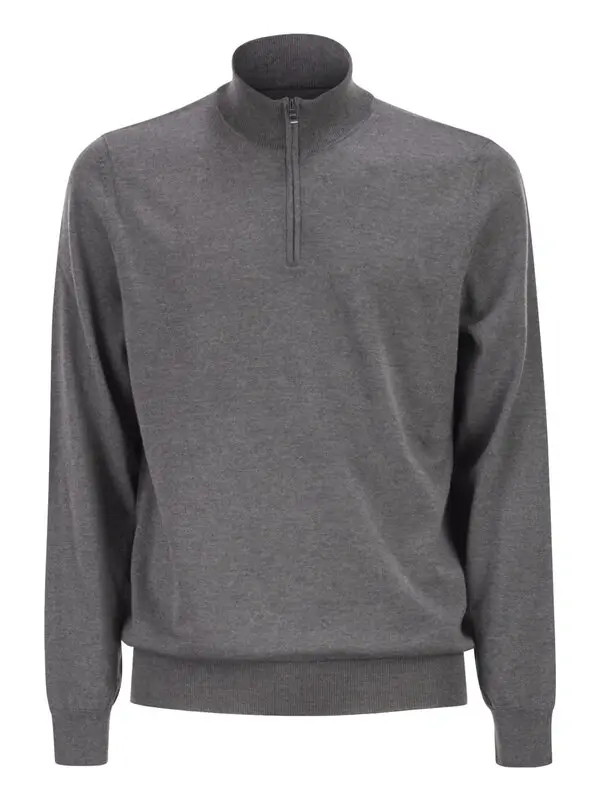 Hugo Boss Half Zip Knit Sweater - Gray