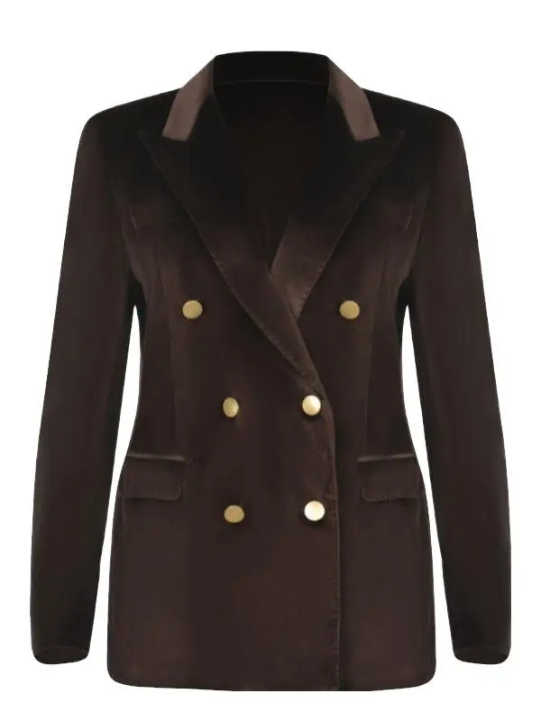 Tagliatore Double-breasted Velvet Effect Blazer - Black