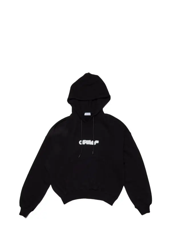 Off-White Logo Printed Long-sleeved Hoodie - Black