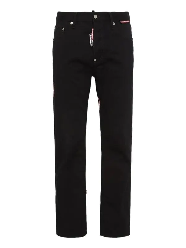 Dsquared2 Logo Patch Straight-leg Jeans - Black