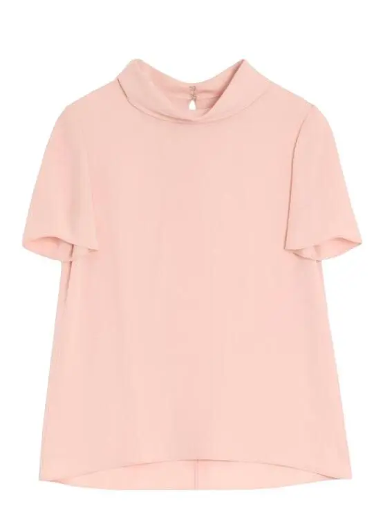 Valentino Garavani Georgette Mock Neck Short-sleeved Top - Pink