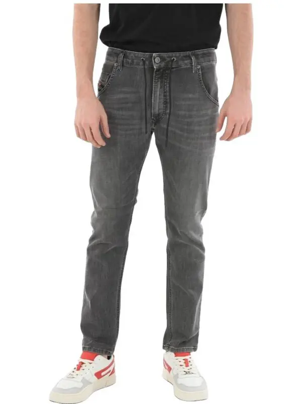 DIESEL® Slim Straight Logo Denim Jeans - Black