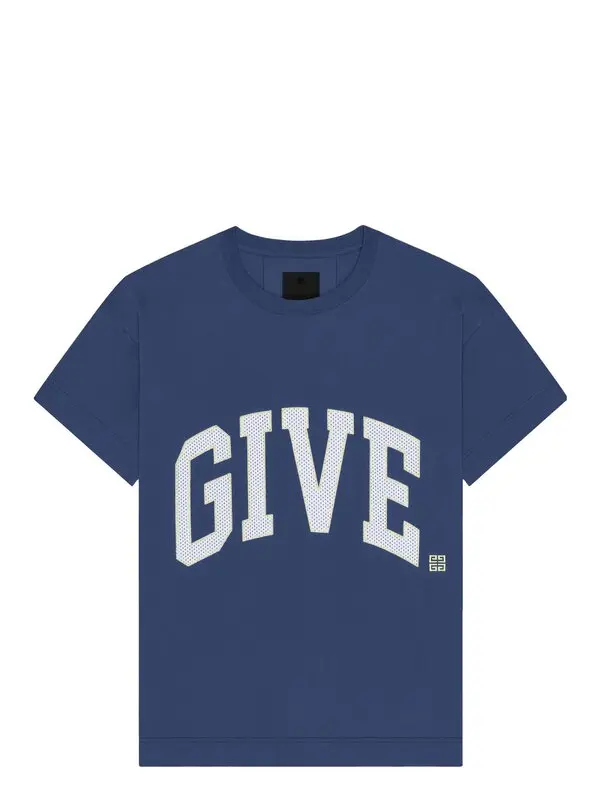 Givenchy Logo Embroidered Crewneck T-shirt - Medium Blue