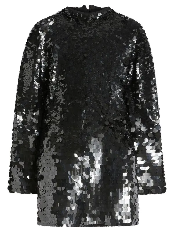 Sportmax Sequin-embellished Long-sleeve Mini Dress - Black