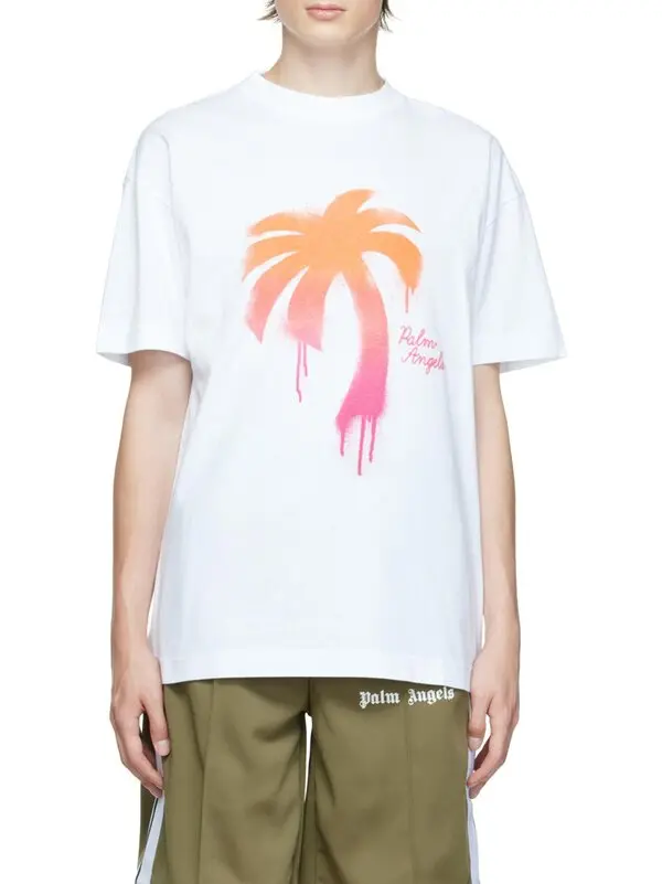 Palm Angels Palm Tree-print Cotton T-shirt - White