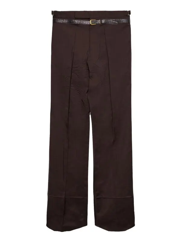 Prada Belted Wide-leg Trousers - Ebony