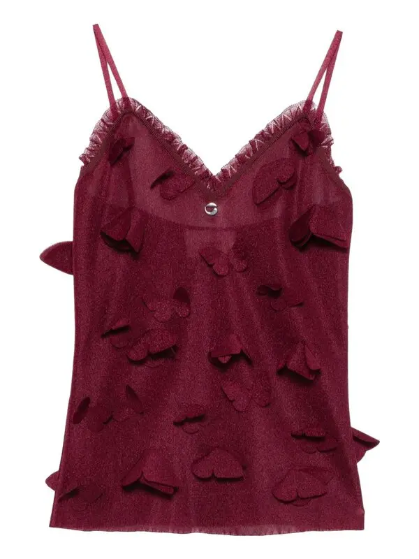 Coperni Appliqué Spaghetti Strap V-neck Top - Red