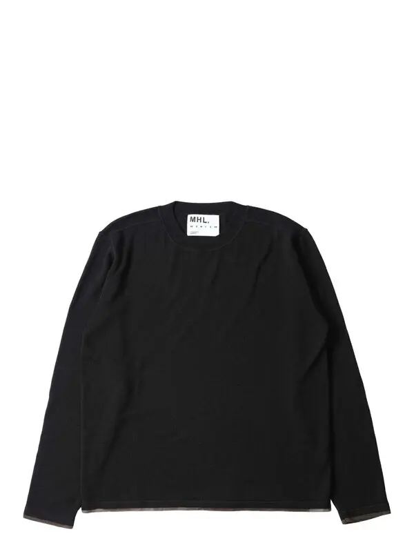 MARGARET HOWELL Mhl. Tipped Merino Wool Thermal Long Sleeve - Black