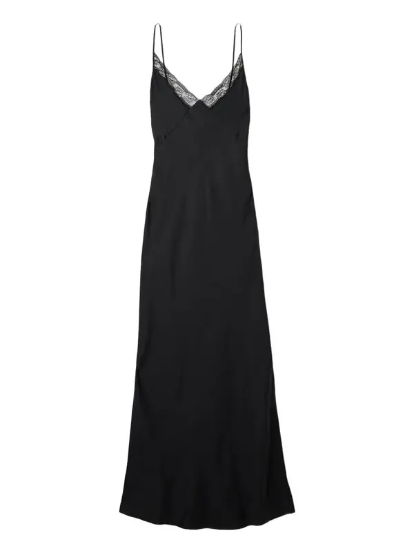 THE ROW Sleeveless V-neck Dress With Lace Trim - Black
