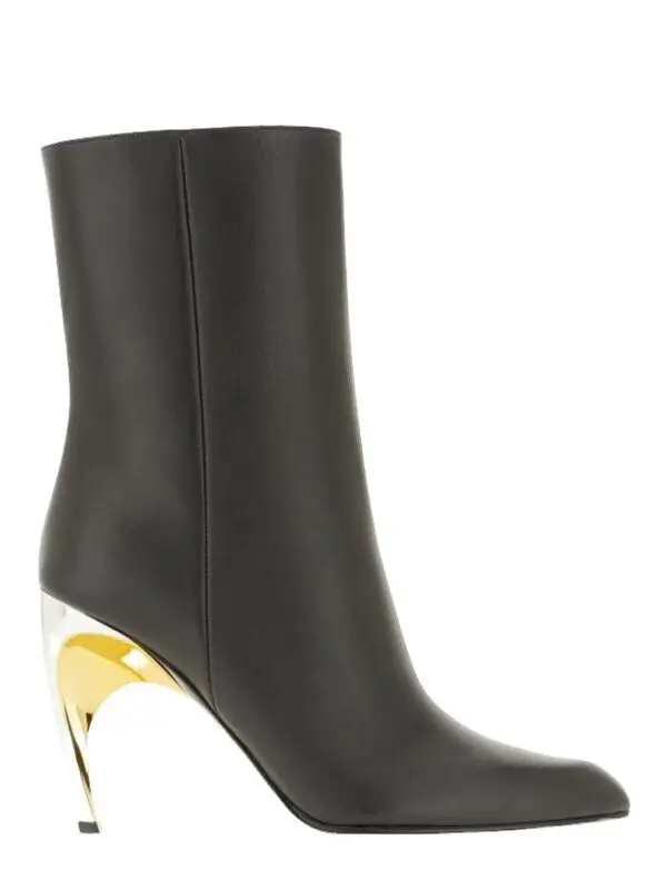 Alexander McQueen 95mm Leather Ankle Boots With Stiletto Heel - Black