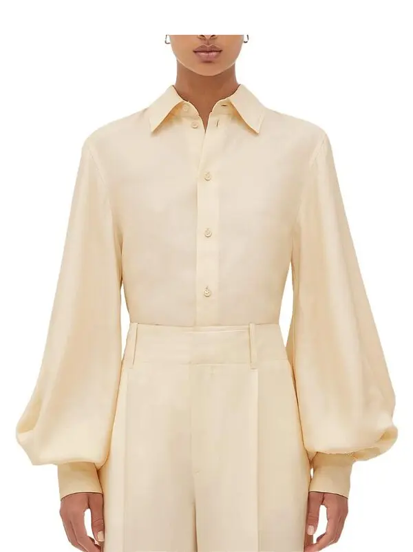 Bottega Veneta Puff Sleeve Shirt - Nude