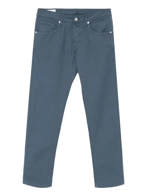 Incotex Logo-patch Tapered Trousers - Blue