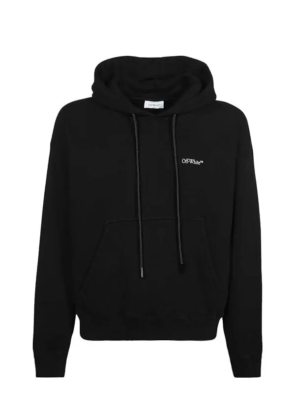 Off-White Scratch Arrow Printed Drawstring Hoodie - Black