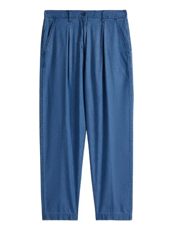 Aspesi Chambray Tapered Pleated Trousers - Blue