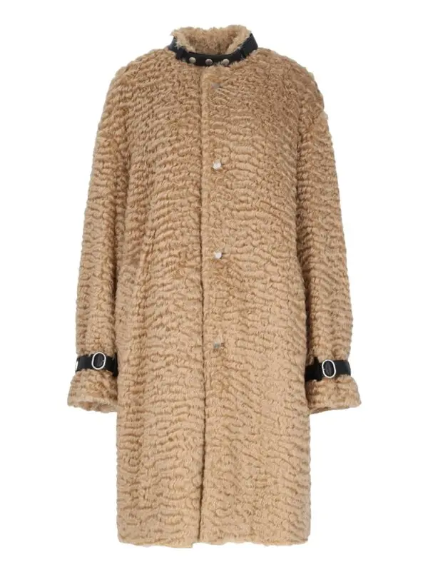 JIL SANDER Calf-length Coat With Detachable Leather Neck Strap - Nude
