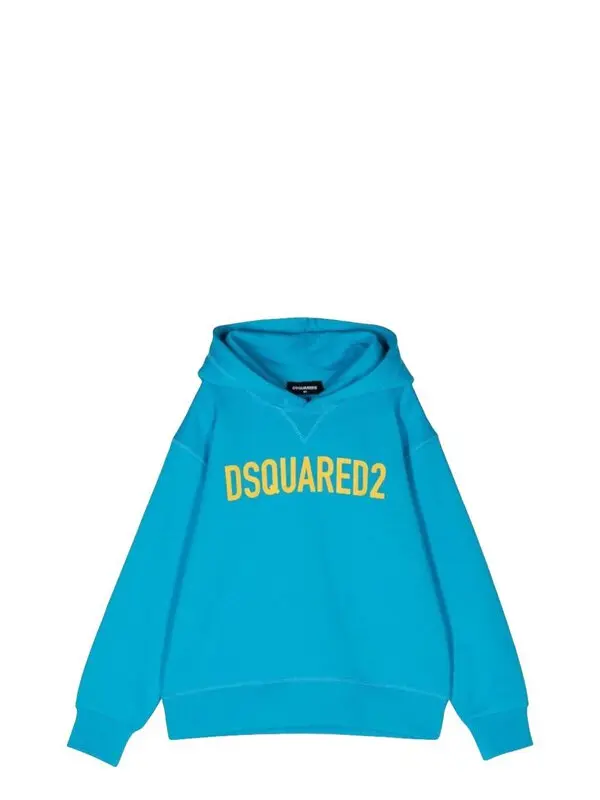 Dsquared2 Long Sleeve Hooded Sweater With Front Lettering - Blue