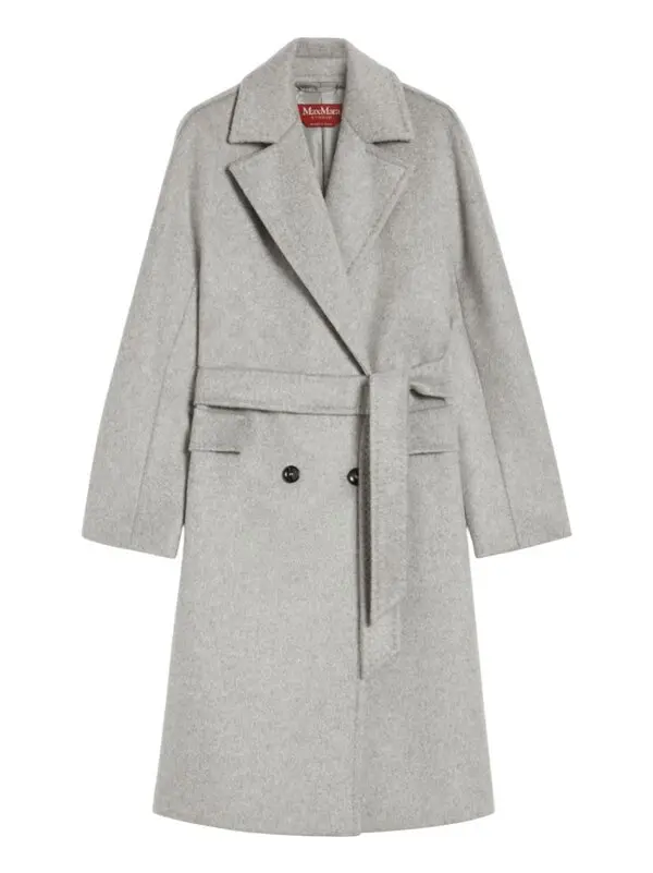 Max Mara Panteon Double-breasted Coat - Light Gray