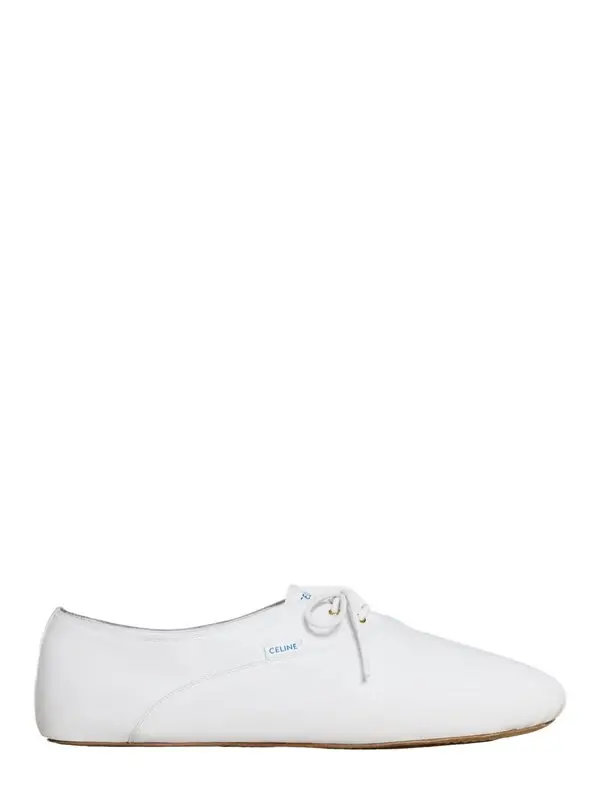Celine Ballet Lace-up Shoe In Lambskin - White
