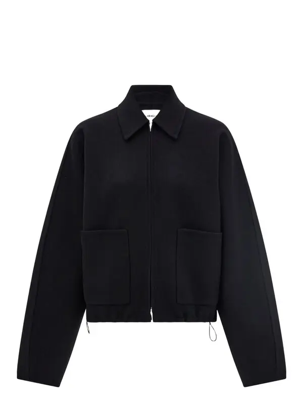 FERRAGAMO Cashmere Blend Cropped Bomber Jacket - Black