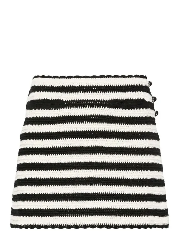 Celine Striped Crocheted Cotton Mini Skirt - Black/beige