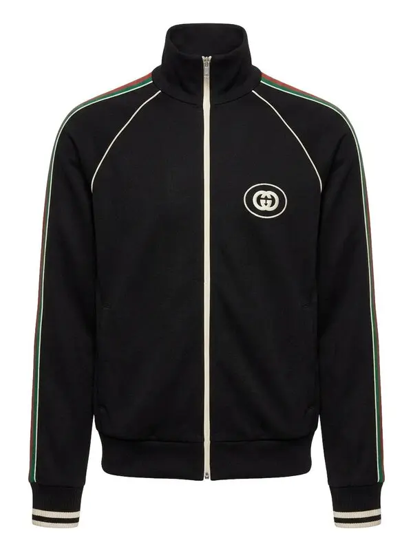 Gucci Technical Jersey Zip Jacket With Interlocking G - Black