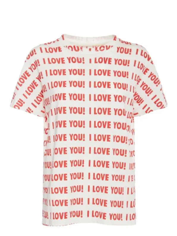 Blumarine Short-sleeved T-shirt With All-over Pattern - White/red