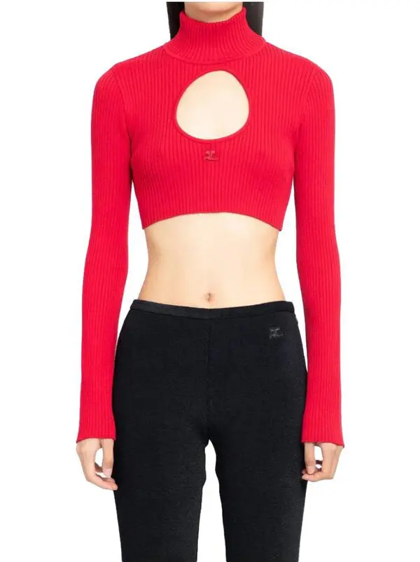 COURREGES Cut-out Crop Top - Red