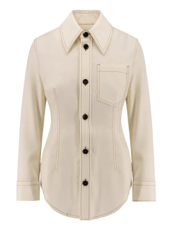 Bottega Veneta Contrast Stitched Fitted Shirt - Nude