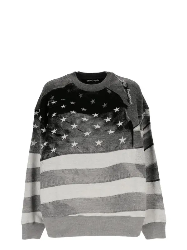 Palm Angels Star Printed Crewneck Sweatshirt - Gray